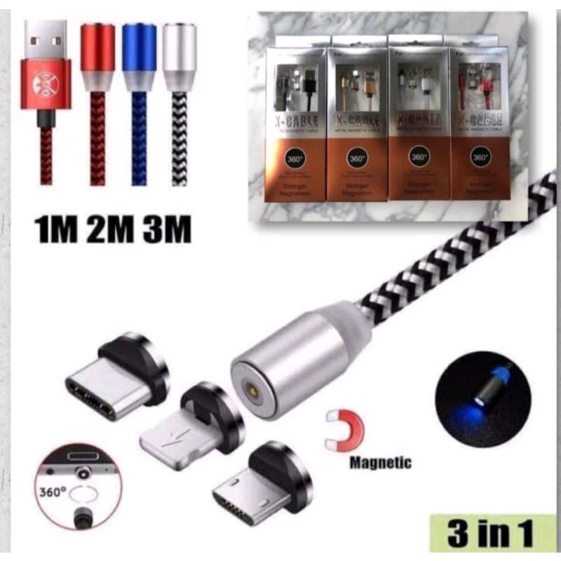 Jual Kabel Data Metal Magnetic 3in1 Tali Sepatu (Colokan: iPhone/V8 ...