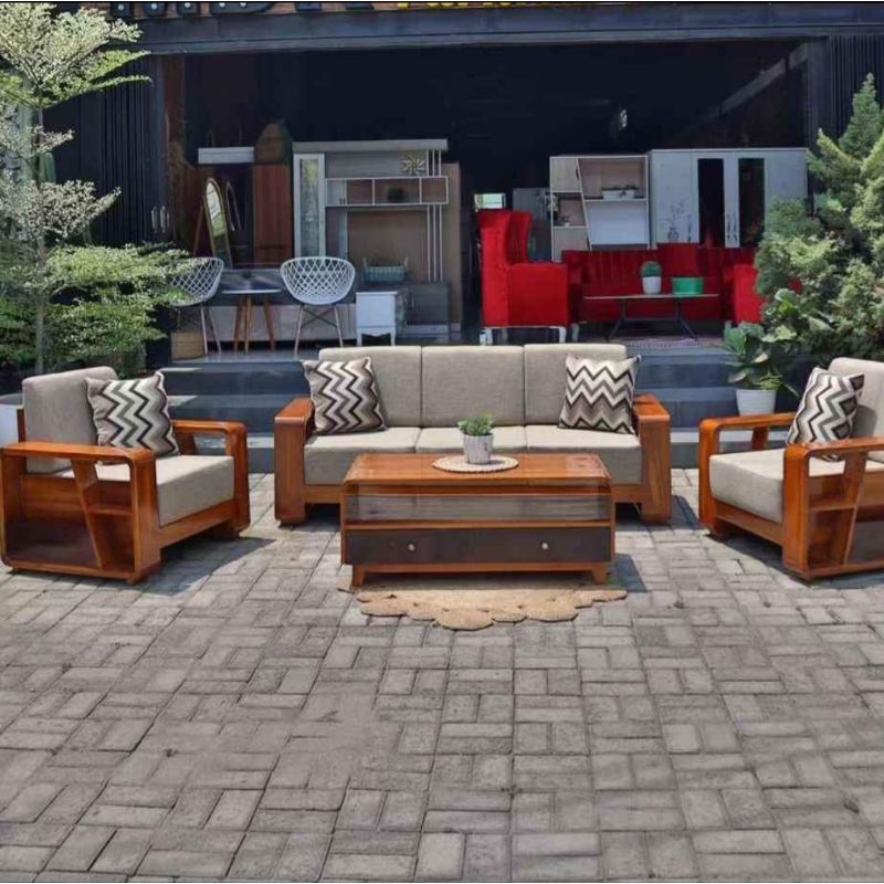 Jual set sofa jati minimalis moderen | Shopee Indonesia