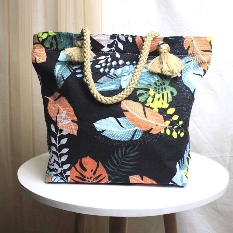 Jual Handbag Kanvas Kecil Motif Tali Sumbu mini Tas Mukena Tas Tote ...