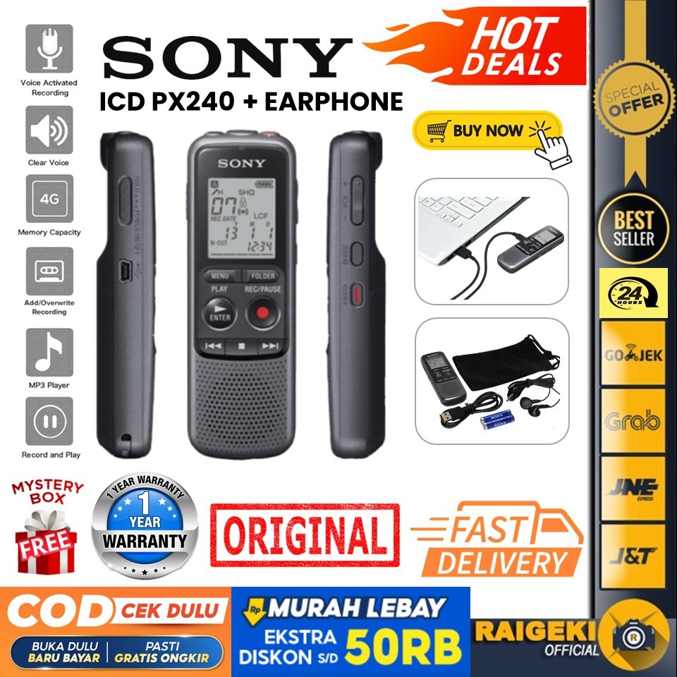 Jual Sony ICD-PX240 Voice Recorder 4GB / Alat Perekam Suara PX240 / ICD ...