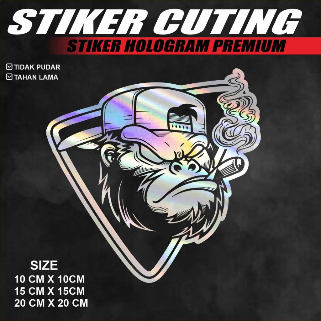 Jual Stiker cuting monkey smoke hologram premium,stiker gambar keren ...