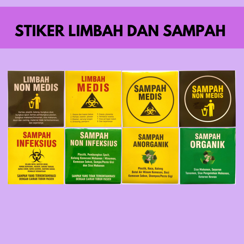 Jual Stiker Label Tempat Sampah | Stiker Keterangan Jenis Sampah Medis ...