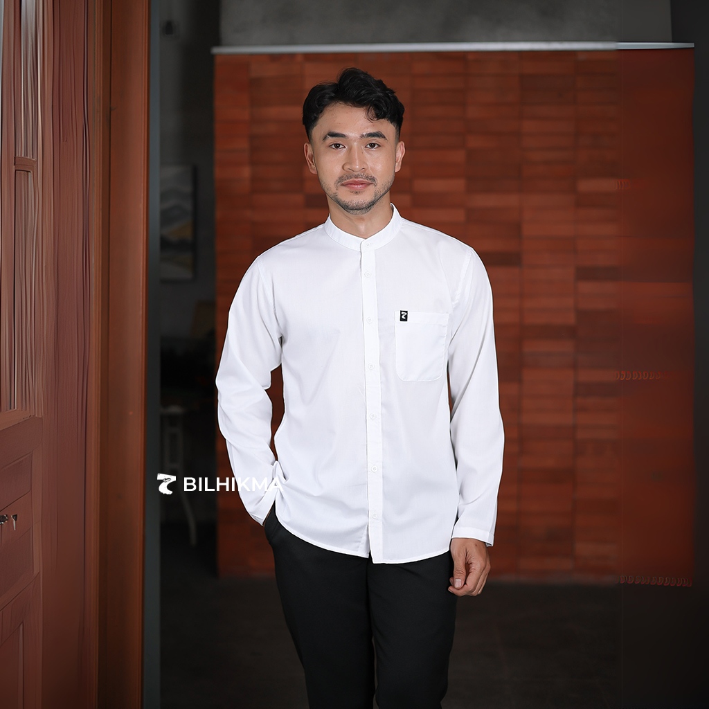 Jual BILHIKMA Baju Kemeja Koko Lengan Panjang Remaja dan Pria Dewasa Kemko Jamal Warna Putih Off ...