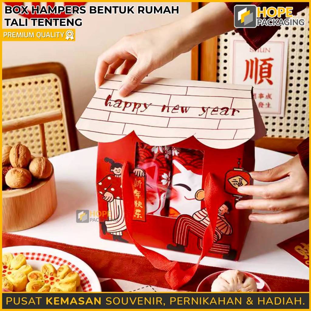 Jual Box Imlek Tenteng Bentuk Rumah / Paper Bag Hampers Sincia / Box ...