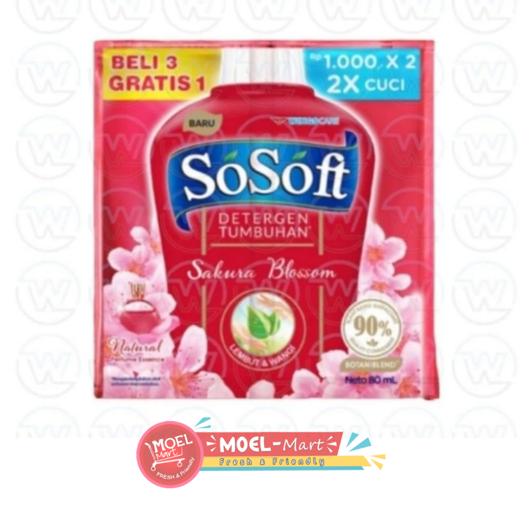Jual SOSOFT LIQUID DETERGENT SAKURA 80ML(6'S+2'S) | Shopee Indonesia