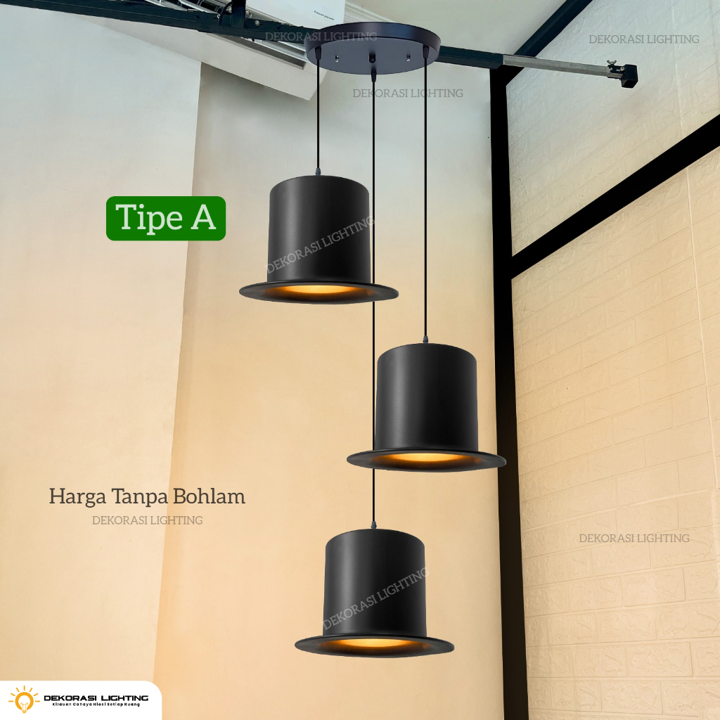 Jual Lampu gantung void tangga hias 3in1 vintage cafe meja makan island minimalis pendant light ...