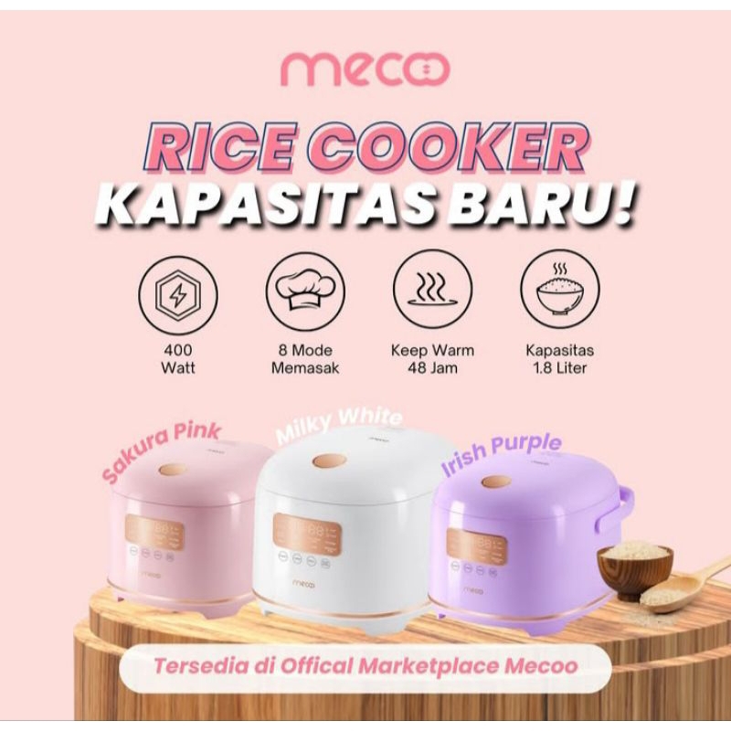 Jual Mecoo Aesthetic Rice Cooker Low Carbo 400 Low Watt 1,8 Liter ...