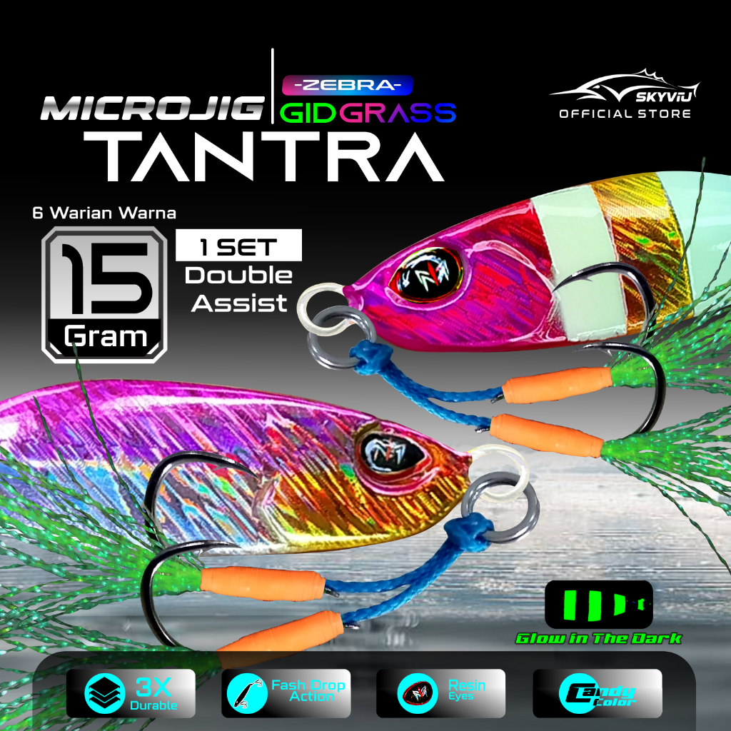Jual Umpan Micro Jig 15 Gram SKYVIU TANTRA GID Double Assist Hook Mikro Jig 15Gram Metal Jig 15 ...
