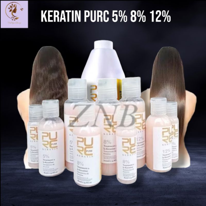 Jual Pelurus Rambut Purc Keratin 5% 8% 12% (30ml 60,ml 100ml 200ml) COD ...