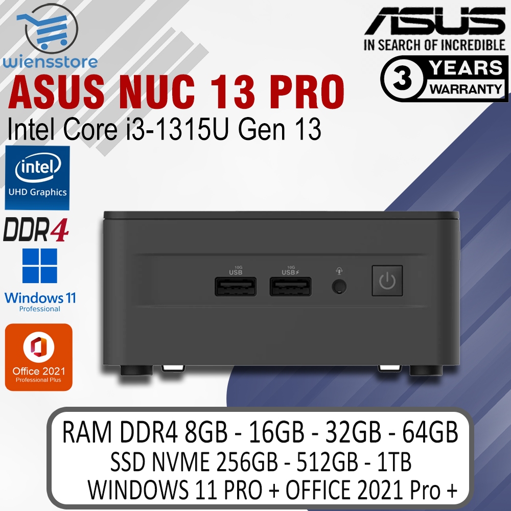 Jual MINI PC ASUS NUC 13 PRO Intel Core i3 13th Gen 1315U GEN 13 FULLSET Windows 11 Pro + Office ...