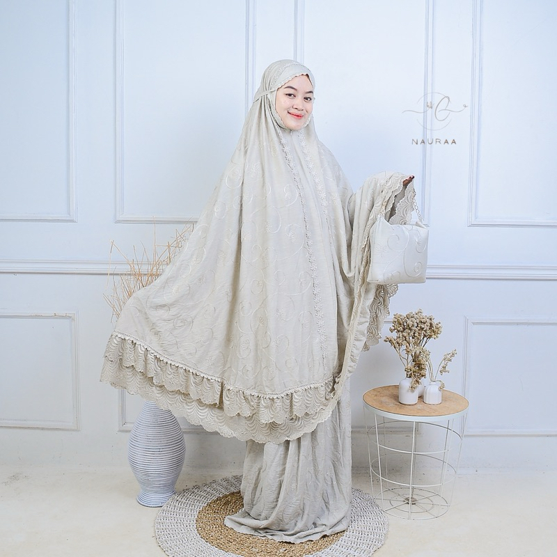 Jual MUKENA MEWAH RAYA KATUN LINEN 2 in 1 RENDA SUSUN JUMBO IMPORT ...