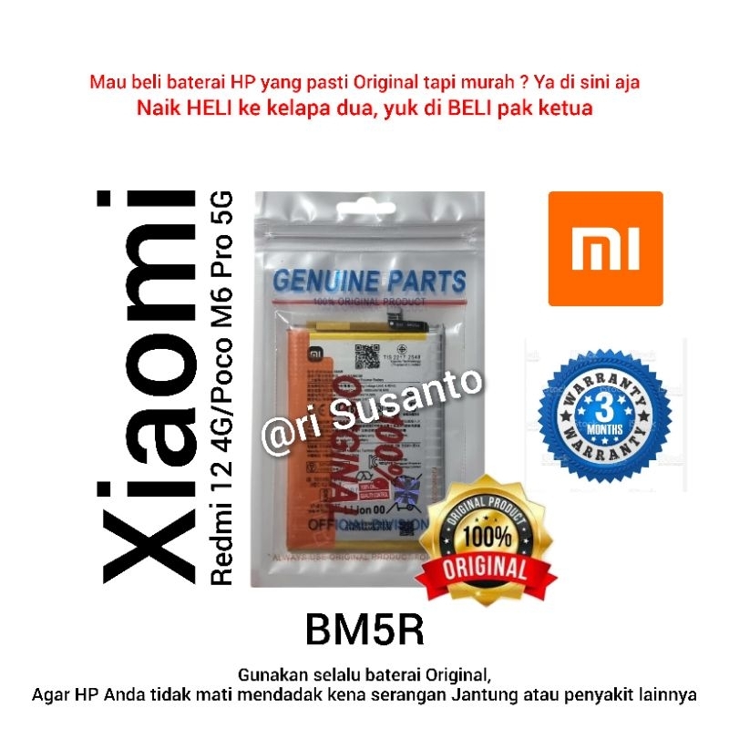 Jual Baterai Xiaomi Redmi 12 4G / Poco M6 Pro 5G BM5R Asli (Original ...