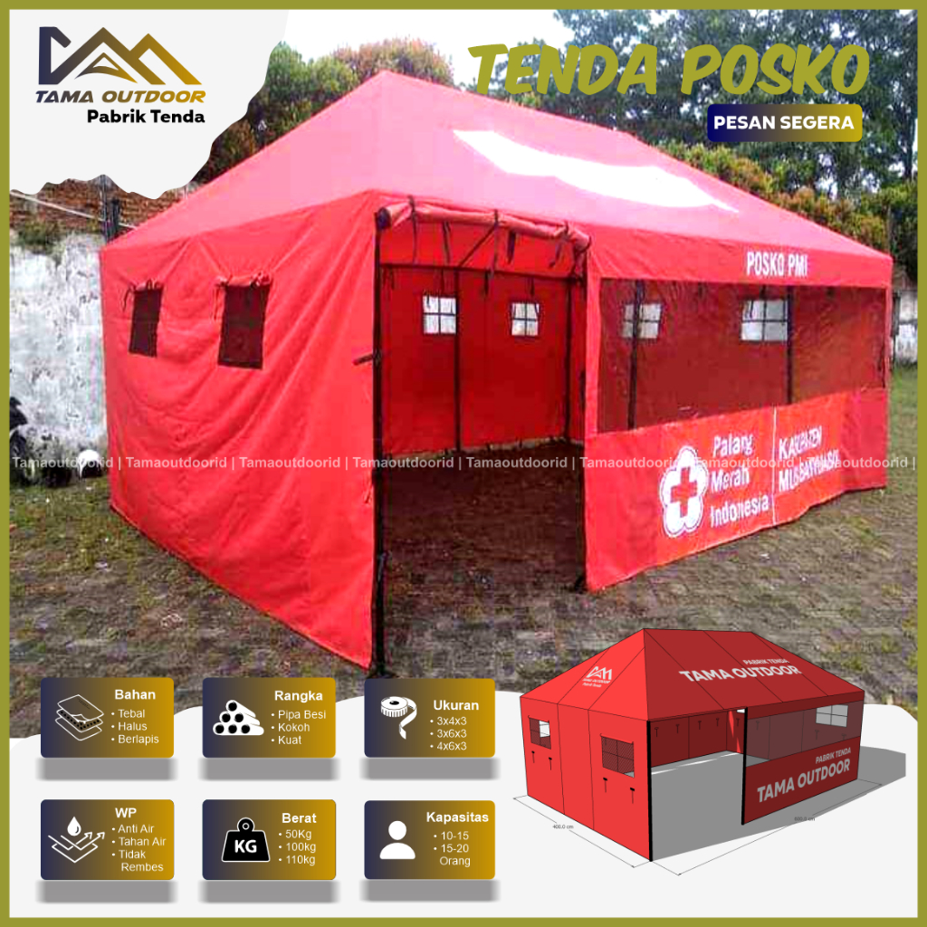 Jual Tenda Posko Siaga 3x6 Kesehatan Pengungsi APD medis PMI Serbaguna ...