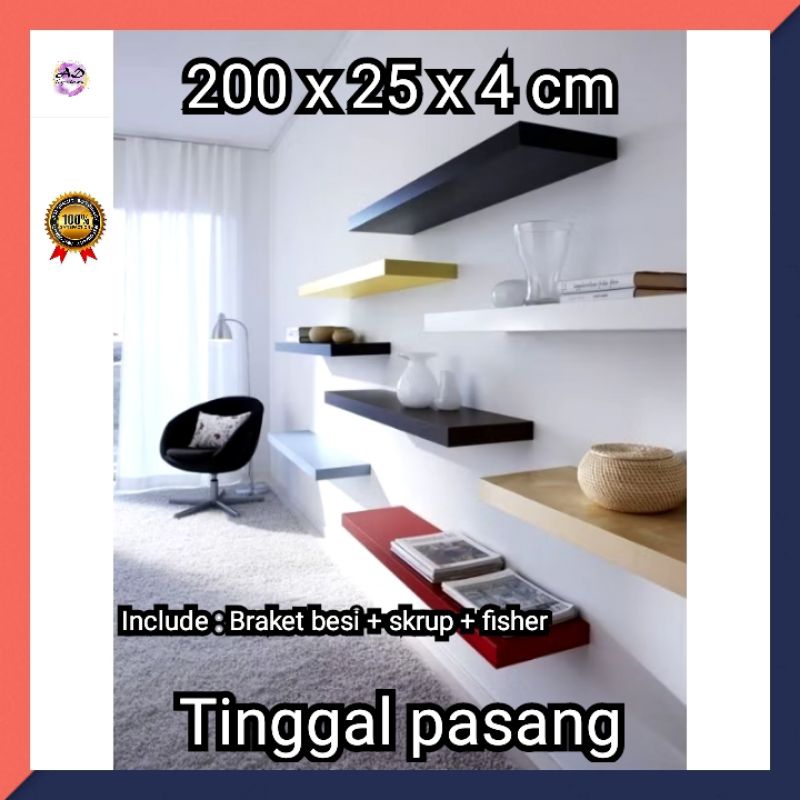 Jual ambalan dinding floating rak dinding dinding aesthetic ukuran ...