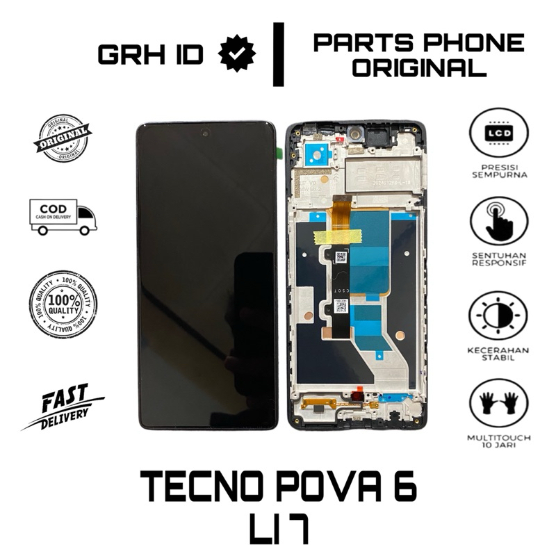 Jual [GRH ID] LCD TS TOUCHSCREEN FULLSET FRAME TECNO POVA 6 LI7 ORIGINAL | Shopee Indonesia