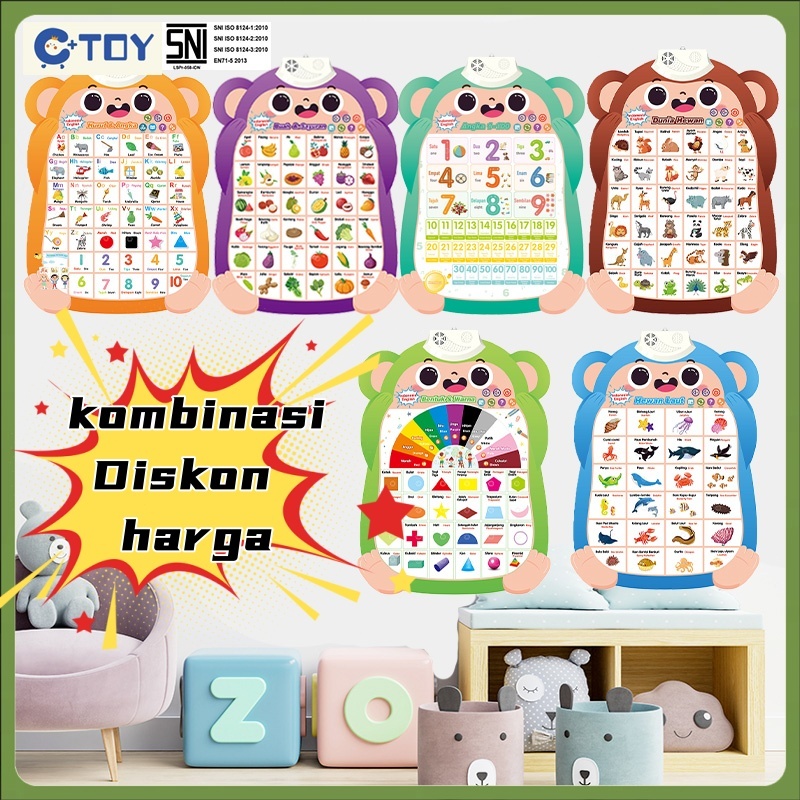 Jual 2/3pcs Poster Edukasi Suara/ Mainan Belajar Anak/ Poster Dinding ...