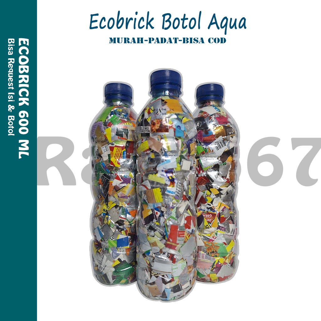 Jual Ecobrick Botol Aqua 600 ml Isi Palstik Bekas Kopi Ciki Detergen ...