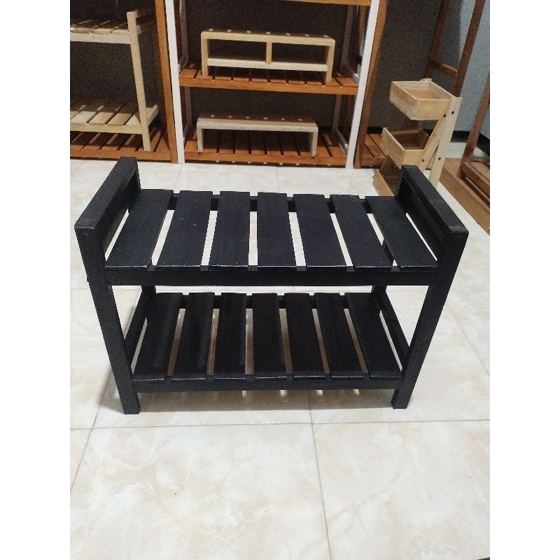 Jual rak sepatu 2 susun rak kayu serbaguna rak 2 susun minimalis ...