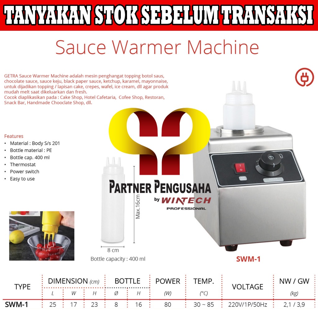 Jual GETRA SWM-1 SAUCE WARMER MACHINE - MESIN PENGHANGAT BOTOL BAHAN ...