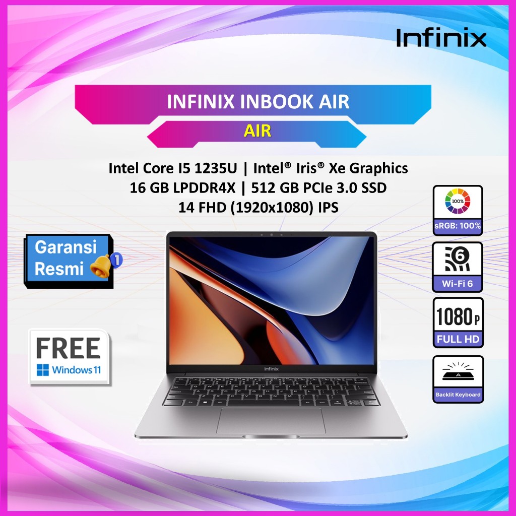 Jual INFINIX INBOOX AIR I5 1235U 16GB 512GB W11 14" WUXGA IPS 100SRGB ...