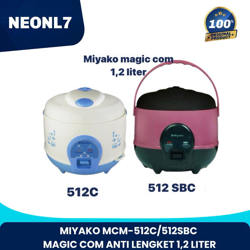 Jual MIYAKO MAGIC WARMER RICE COOKER PENANAK NASI 1,2 LITER MCM-512 MCM ...