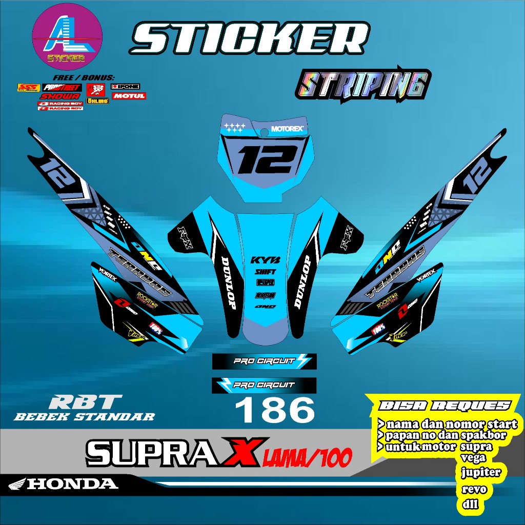 Jual Sticker RBT STRIPING MOTOR SUPRA X LAMA/100 SEMI FULL BODY MOTOR ...
