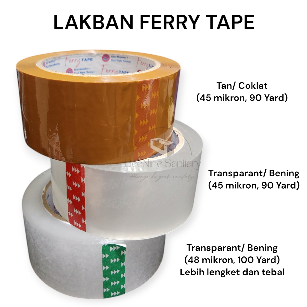 Jual FERRY TAPE Lakban Transparant dan Tan 100 Yard x 48 mikron FERRY ...