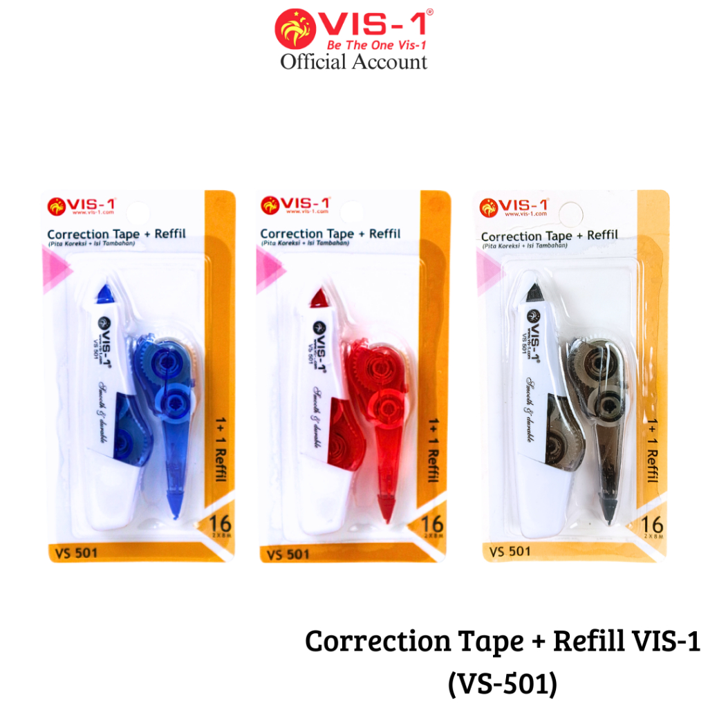 Jual VIS-1 - Correction Tape VS 501 / Tipe Ex Kertas + Refill / Stipo Kertas / Tipex / Pita ...