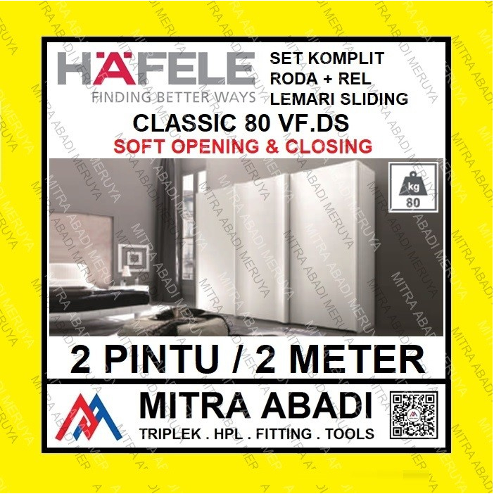 Jual Hafele Classic 80 VF DS 2 Pintu 2M Rel Sliding Lemari Wardrobe ...