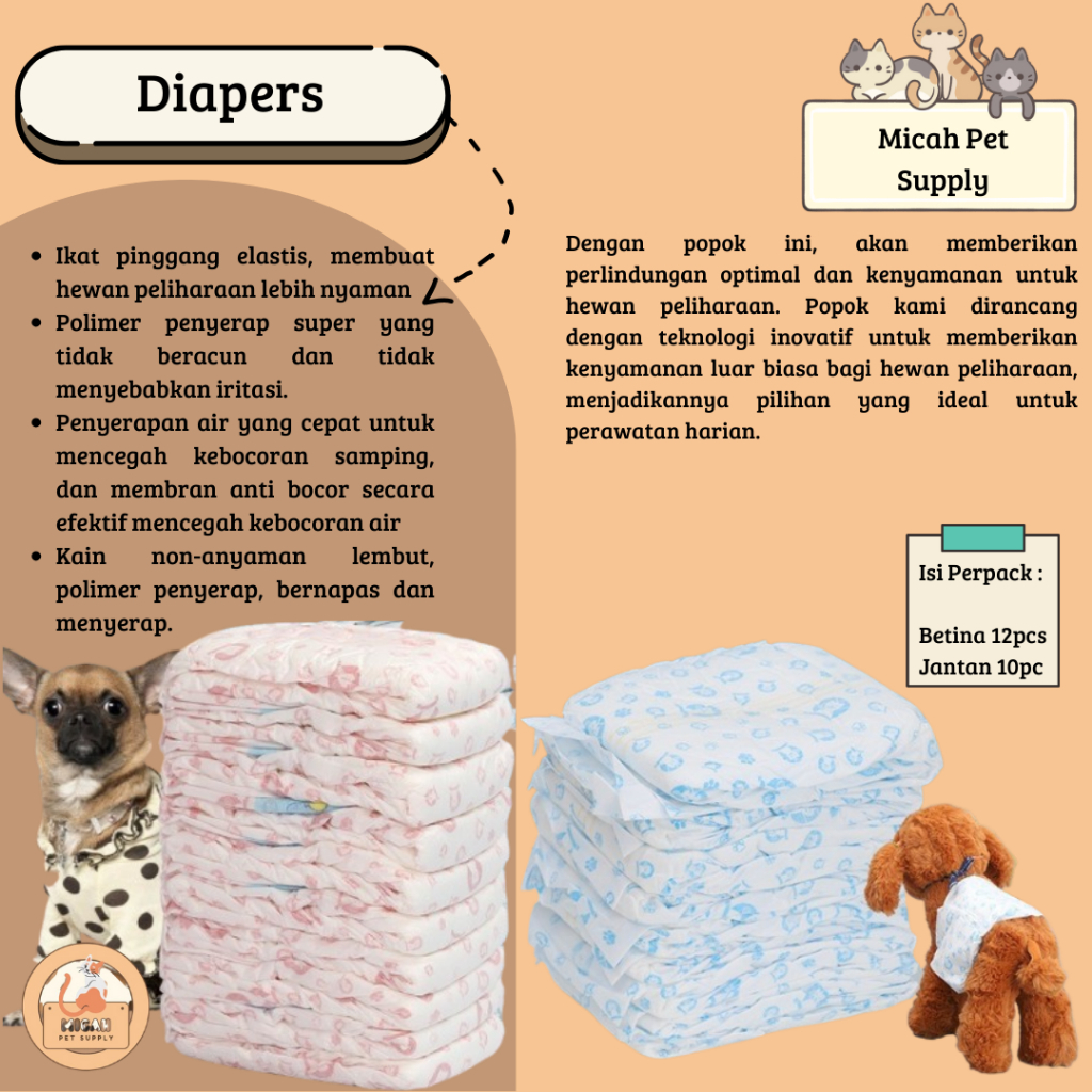 Jual Popok Anjing Kucing Diapers Anjing Kucing Jantan Betina Dog Cat ...