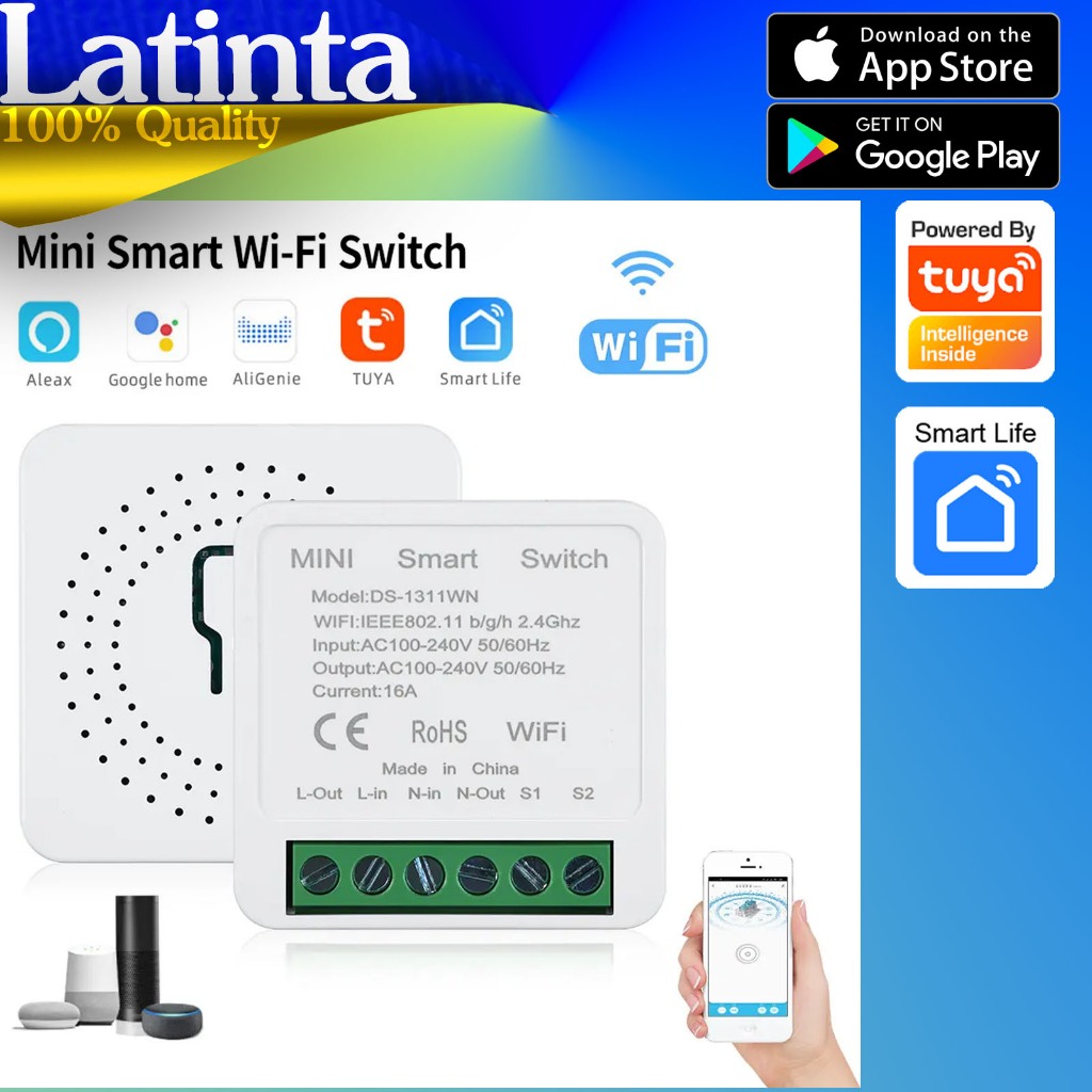 Jual Saklar Listrik WiFi Mini Smart Switch On Off AC 16A Manual ...