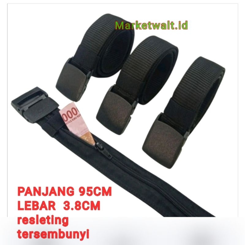 Jual Ikat Pinggang nilon KHUSUS HITAM, dengan Saku Resleting - Ukuran ...