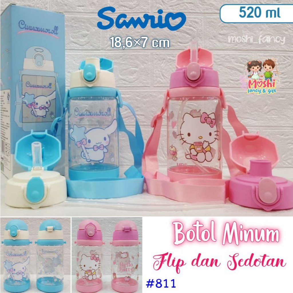 Jual Botol Minum Cinnamoroll dan Hello Kitty / Botol Minum Sedotan Tali ...