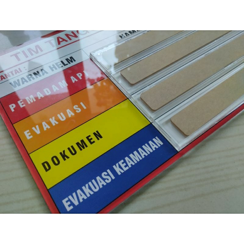 Jual Akrilik papan tim tanggap darurat dengan slot nama koordinator ...