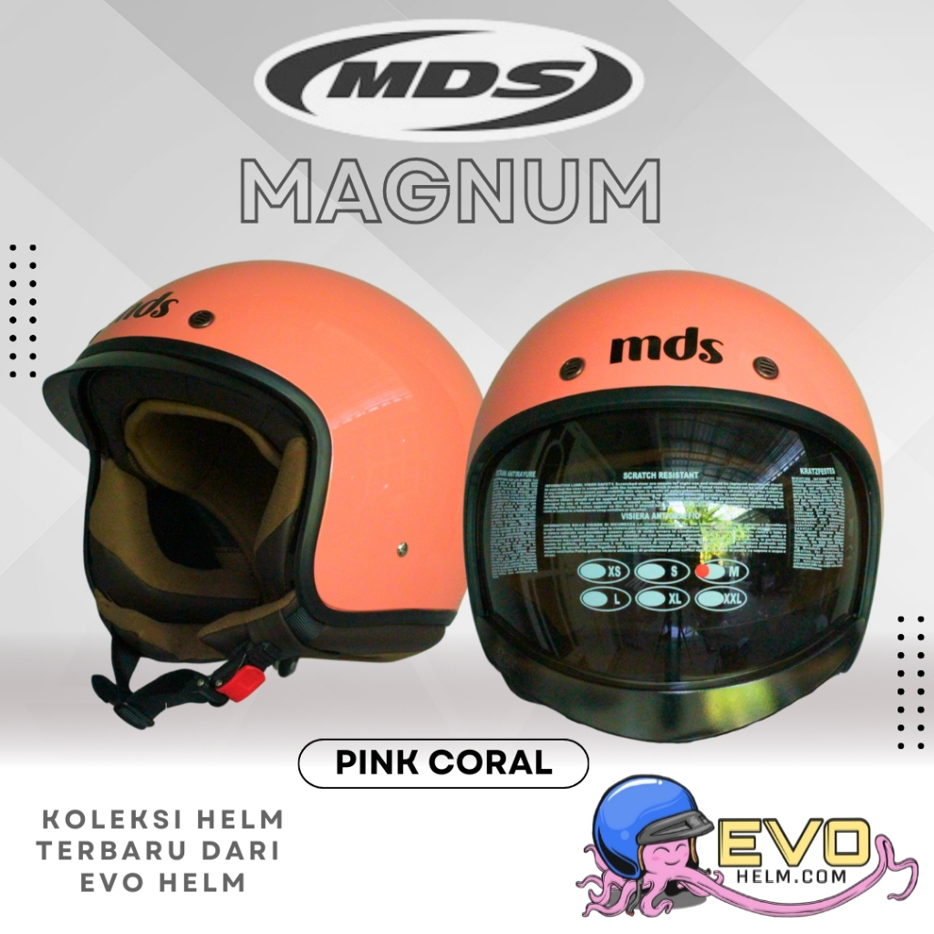 Jual MDS MAGNUM PINK CORAL HELM RETRO CLASSIC MODERN KEKINIAN COCOK ...