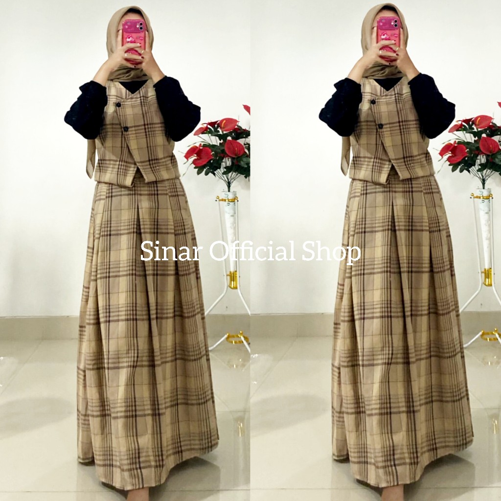Jual One Set Nadiva Vest Dan Rok Long Skirt Button Setelan Wanita ...