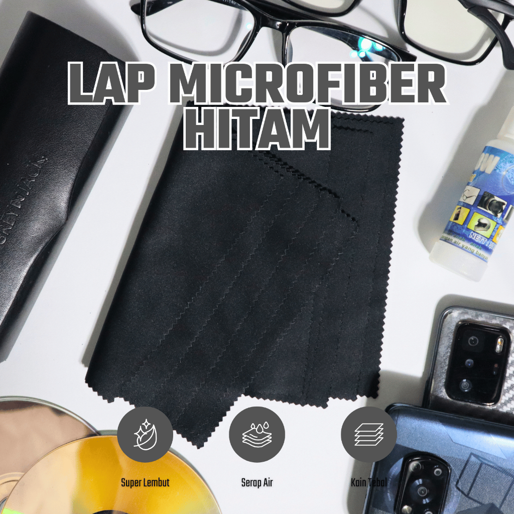 Jual LAP MICROFIBER HITAM - Kain Pembersih Halus Tebal Optik Satuan ...