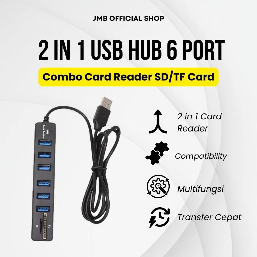 Jual (JMB) 2 in 1 USB Hub 6 Port Combo Card Reader SD/TF Card | Shopee ...