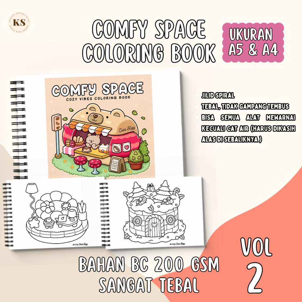 Jual COMFY SPACE VOL 2 A4 & A5 Coloring Book For Adults And Kids Buku ...