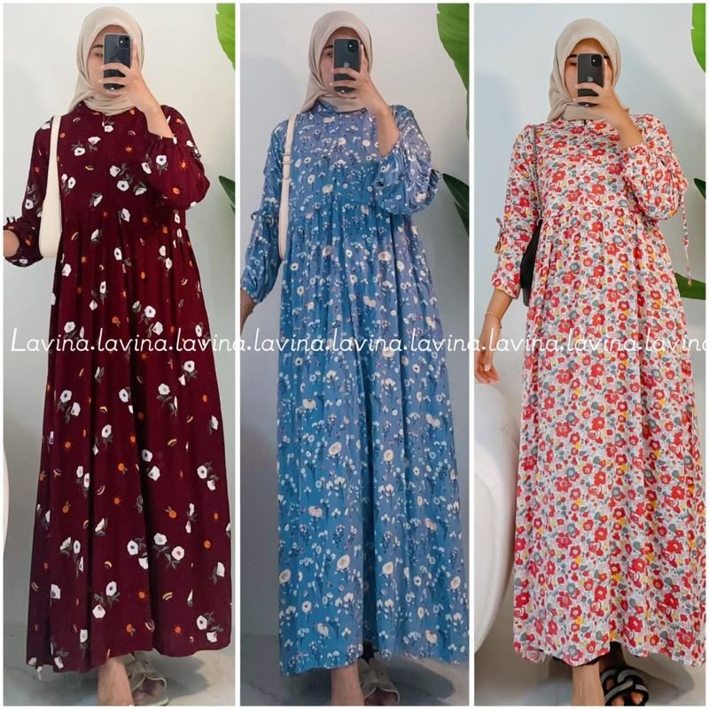 Jual Pitaloka Dress by Lavina Rayon Motif Midi Dress Pita Busui Midi Gamis | Shopee Indonesia