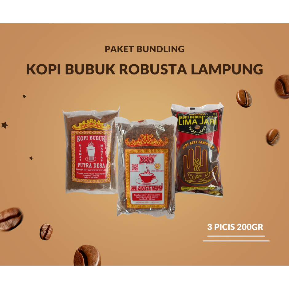 Jual Paket Bundling Kopi Robusta Asli Lampung 3 pcs Klangenan, Putra ...