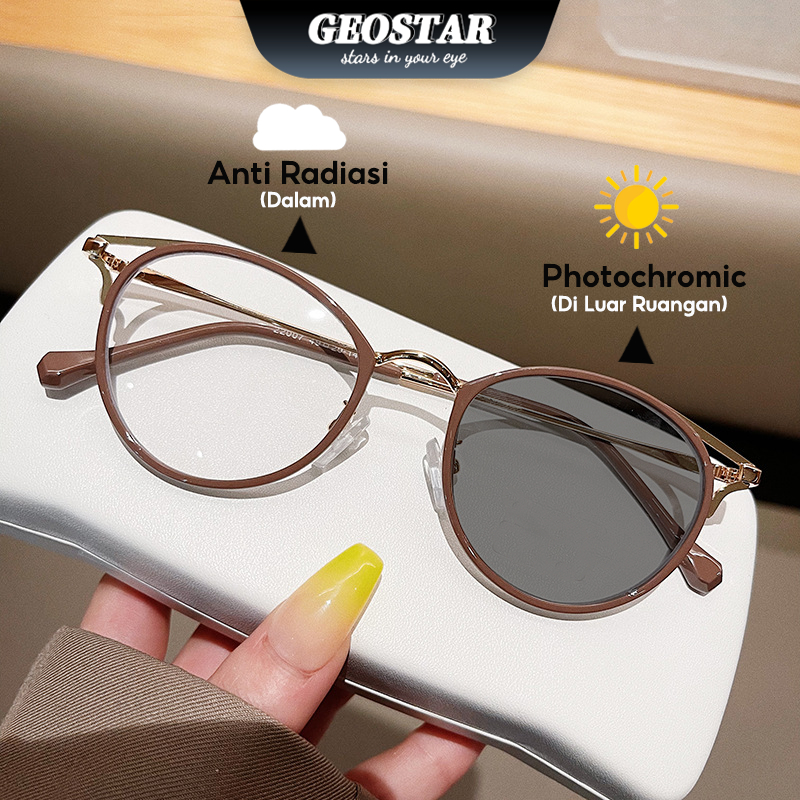 Jual Kacamata Anti Radiasi Photochromic Retro Untuk Wanita Kacamata Ringan Mata Kucing | Shopee ...