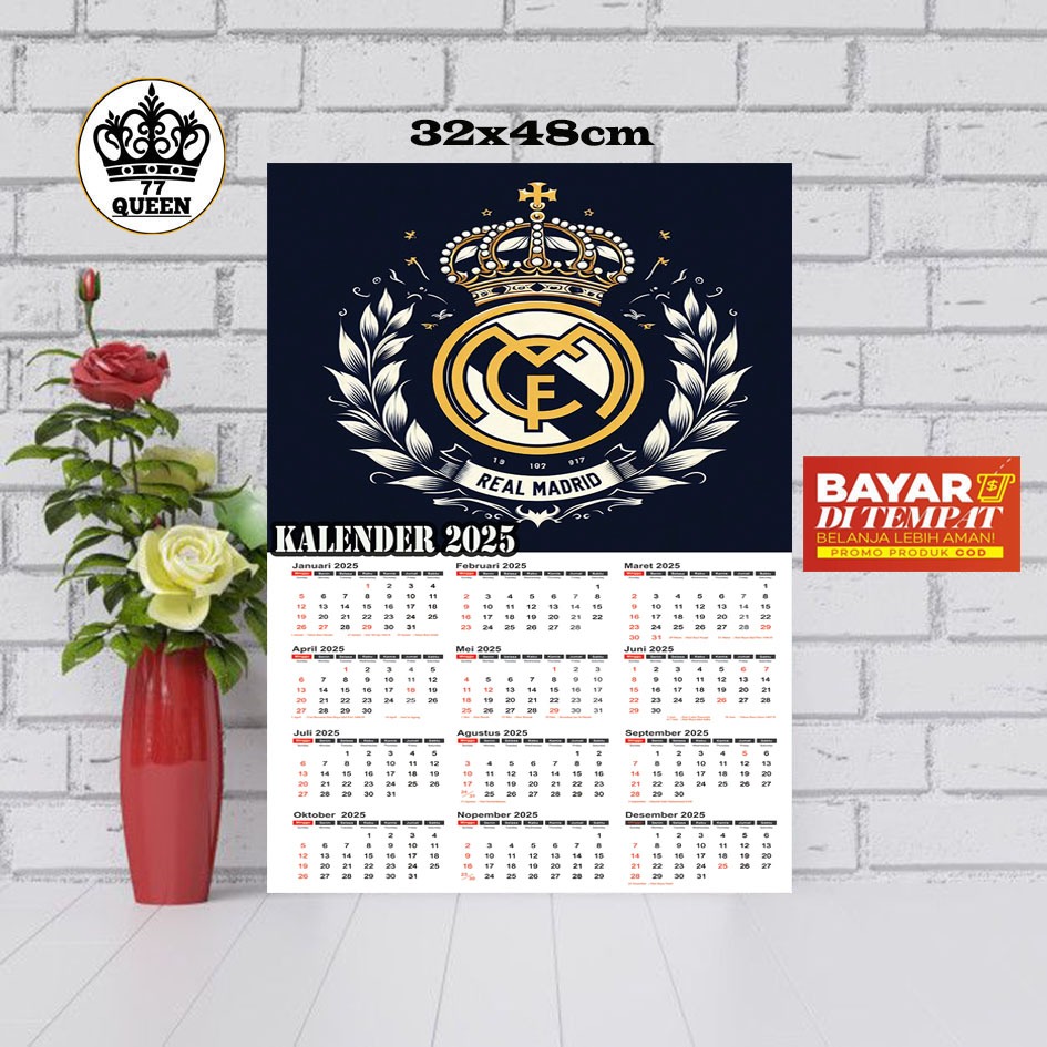 Jual KALENDER TAHUN 2025 GAMBAR REAL MADRID/KALENDER 2025/POSTER REAL ...