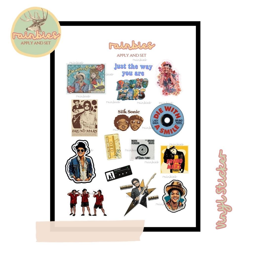 Jual Sticker Bruno Mars Stiker Vinyl Waterproof Kisscut A6 HP Tablet ...