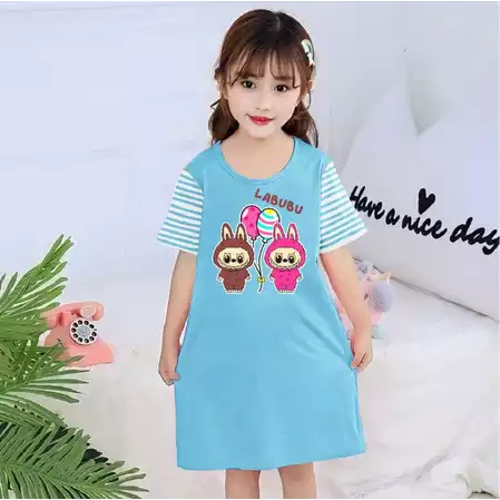 Jual Alicia - Daster salur anak perempuan usia 2-13 tahun motif Labubu ...