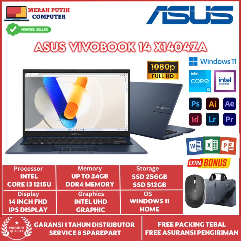 Jual Laptop Murah Asus Vivobook 14 X1404ZA Intel Core i3 1215U Ram 24GB DDR4 1TB Ssd Full HD ...