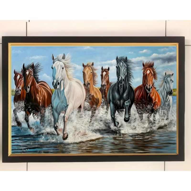 Jual Hiasan dinding lukisan cetak kuda 8 plus Bingkai ukuran 65*45 ...