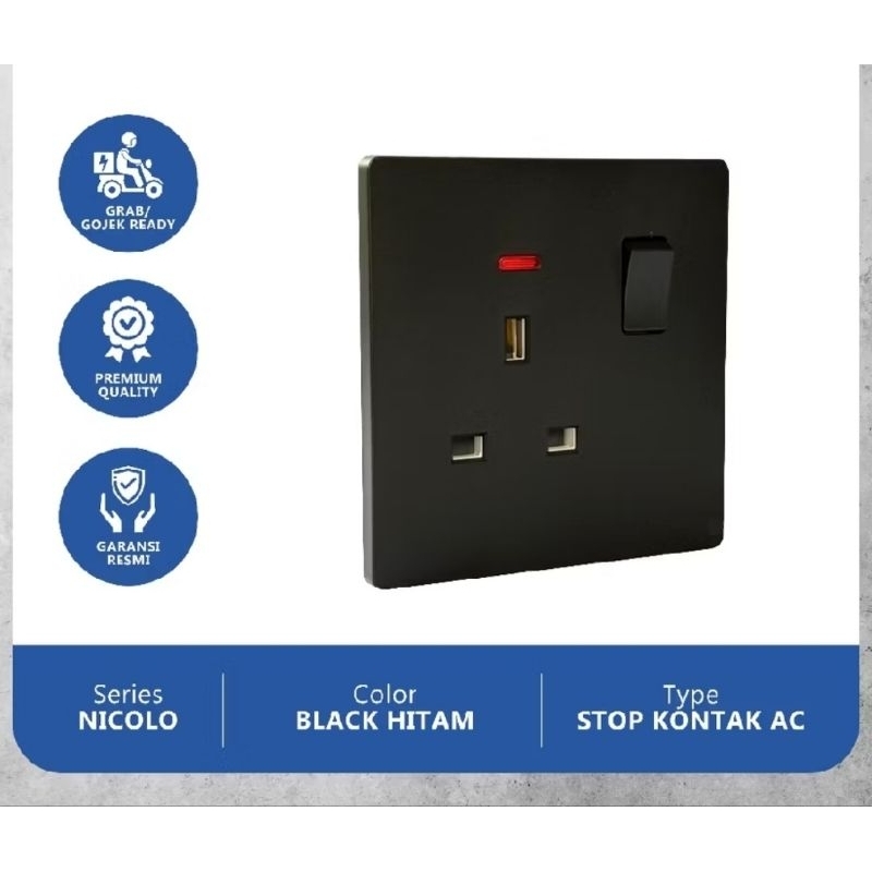 Jual Saklar Stop Kontak AC Kaki 3 Desain Premium 13A 240v Black ...