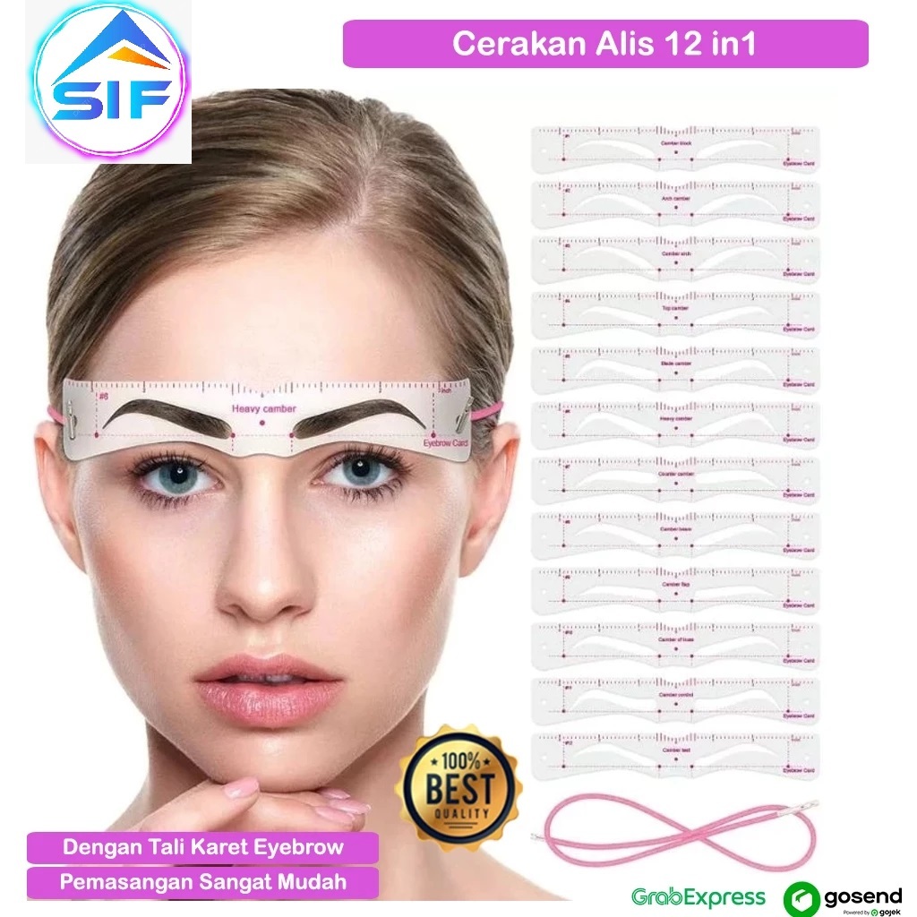 Jual Cetakan Alis 12 Model Tali Karet Eyebrow Template Pembentuk Alis ...