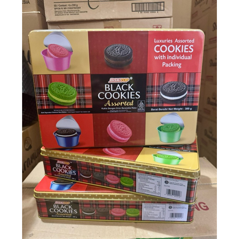 Jual Biskitop Black cookies assorted kaleng segi panjang 300gr 1 karton ...